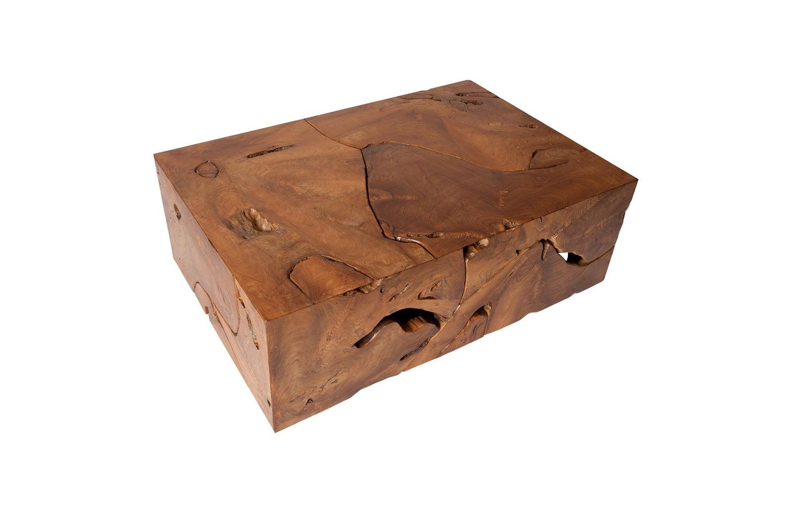 Teak Slice Coffee Table, Rectangle – Maison Vogue